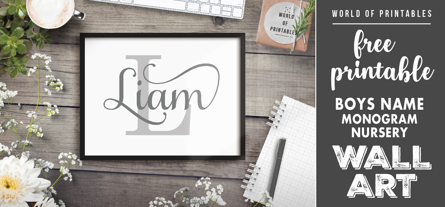 Free Printable Wall Art - Boys Name Monogram Nursery Art Print - World ...