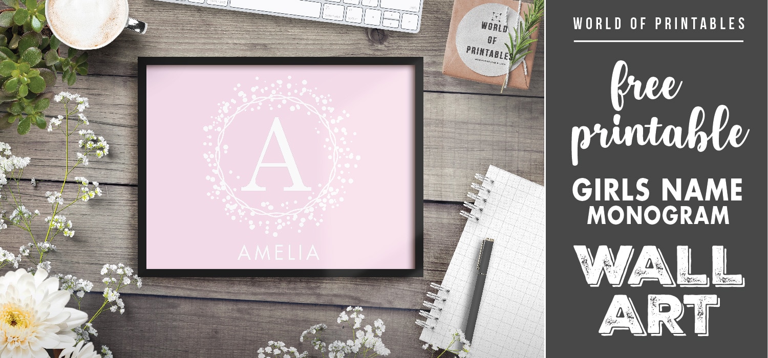 Free Printable Wall Art - Girls Name Monogram Nursery Art Print - World ...