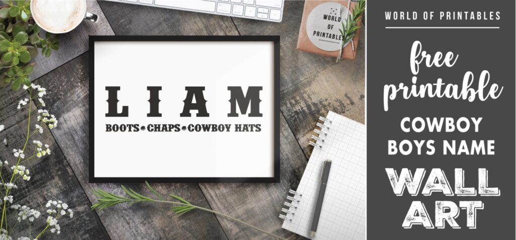 Free Printable Wall Art - Cowboy Boys Name - World of Printables