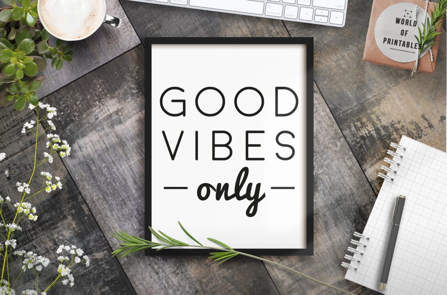 Free Printable Wall Art - Good Vibes Only - World of Printables