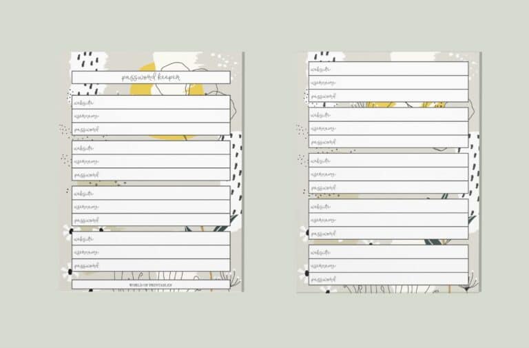 Free Printable Abstract Floral Password Keeper - World of Printables