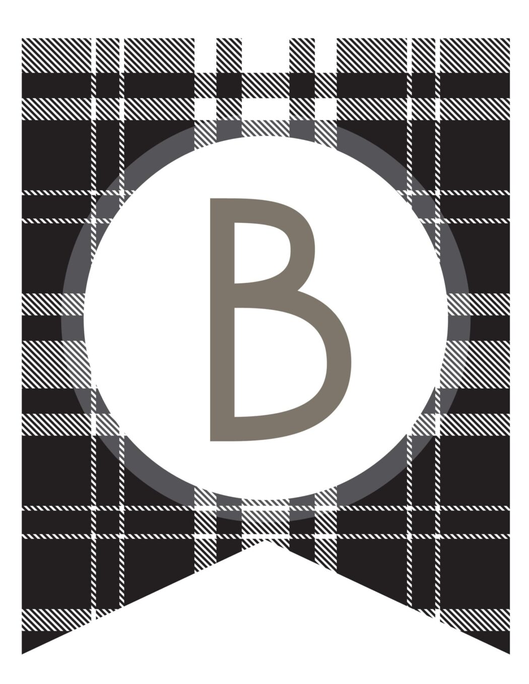 Free Printable Black And White Plaid Banner Letters - World of Printables