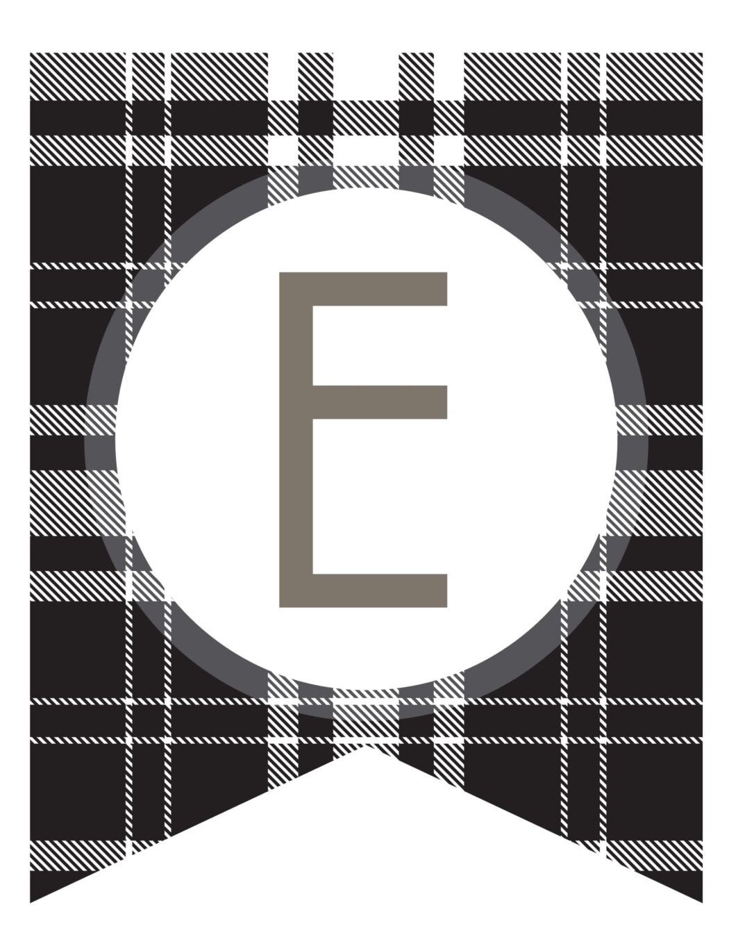 Free Printable Black And White Plaid Banner Letters - World of Printables