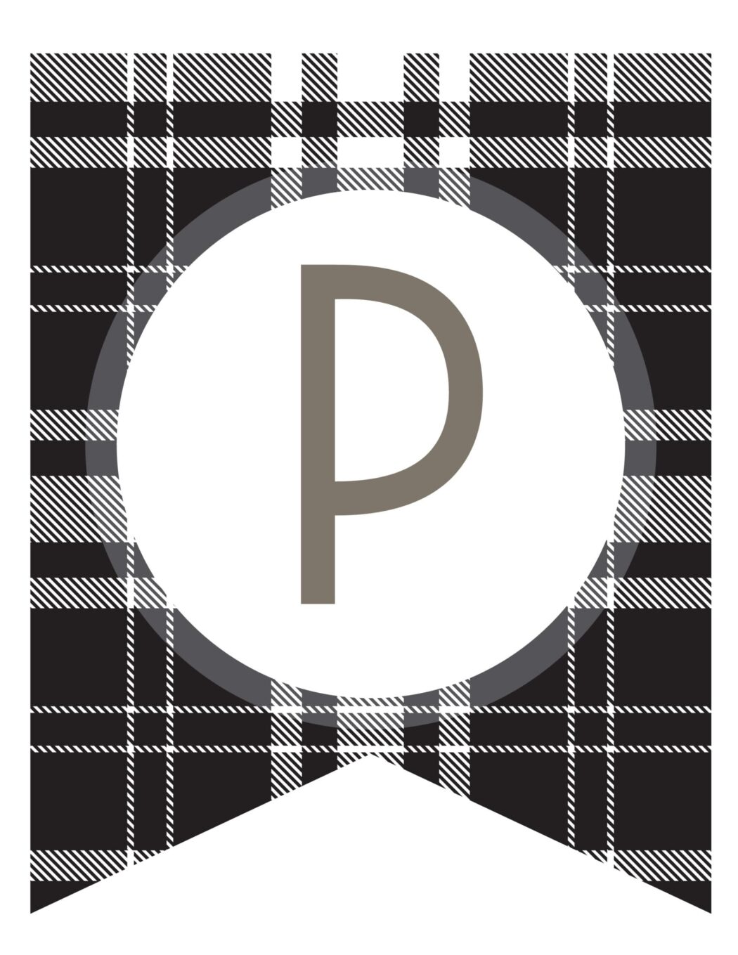 Free Printable Black And White Plaid Banner Letters - World of Printables