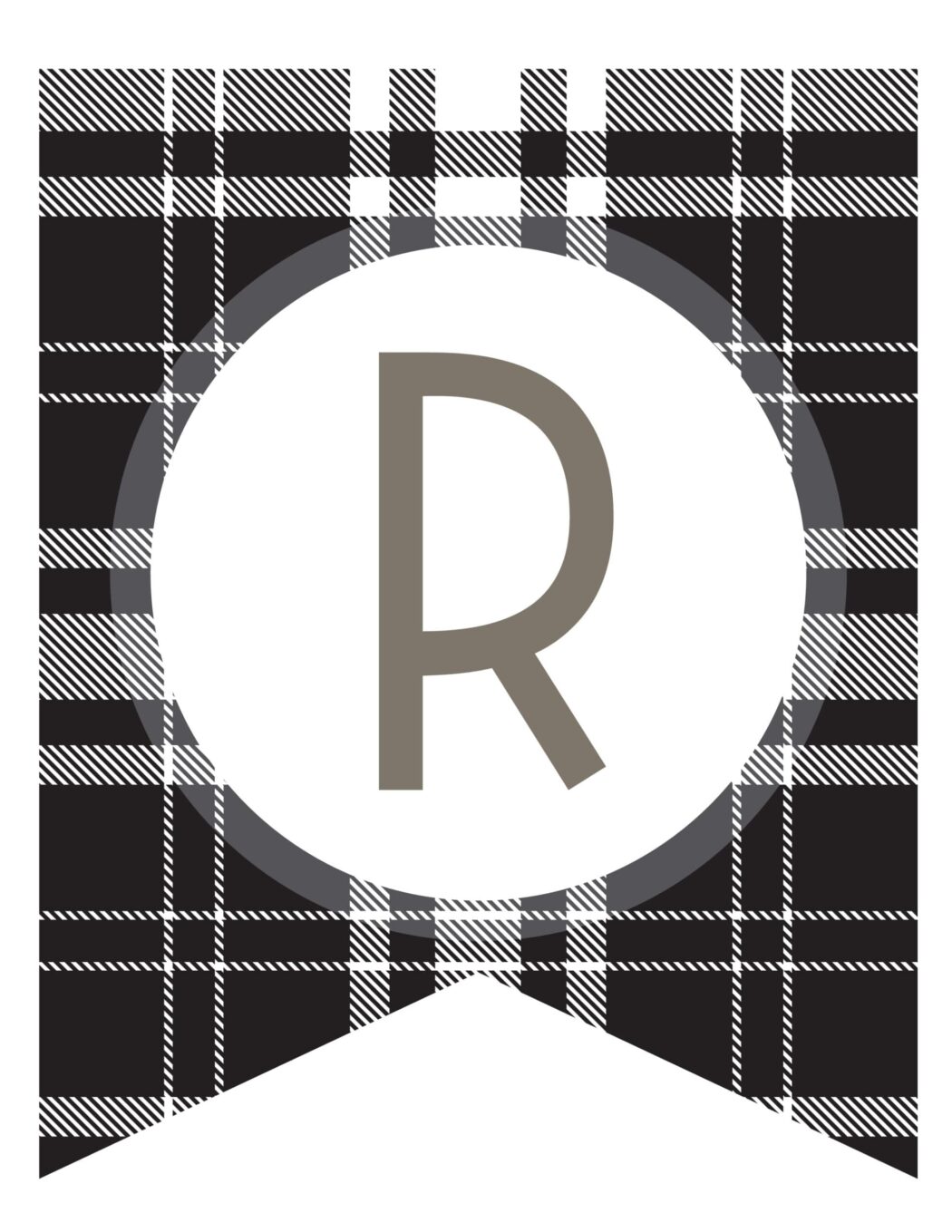 Free Printable Black And White Plaid Banner Letters - World of Printables