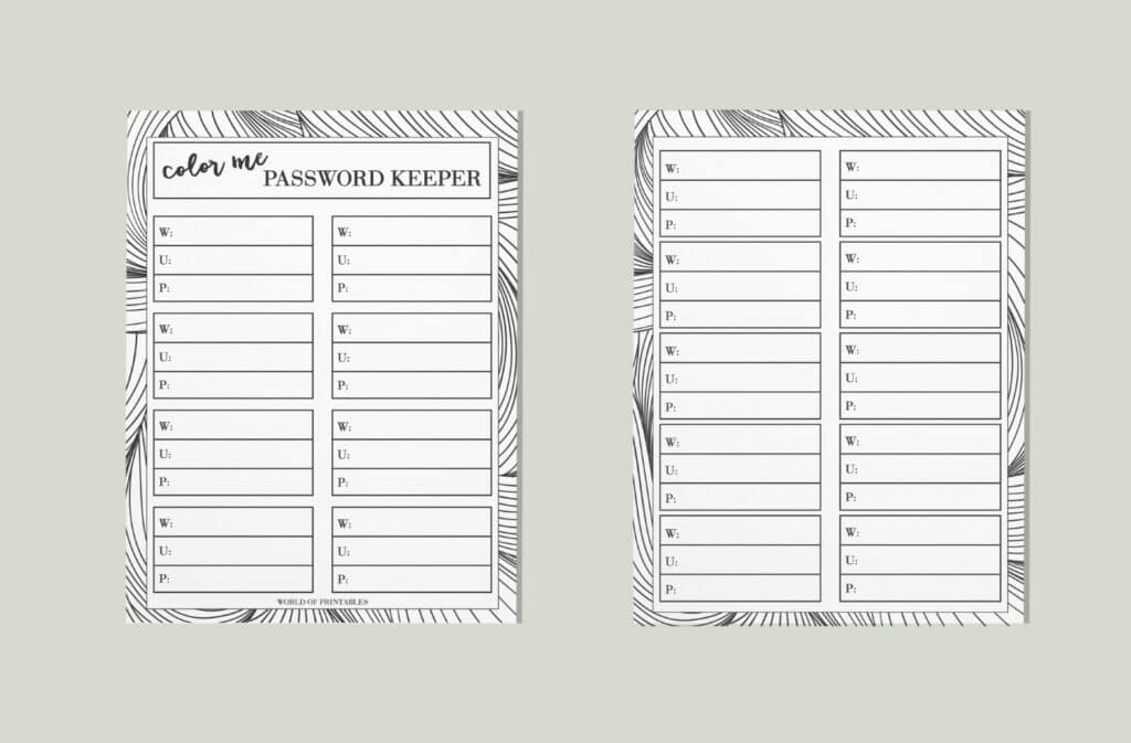 Free Printable Color Me Waves Password Keeper - World of Printables
