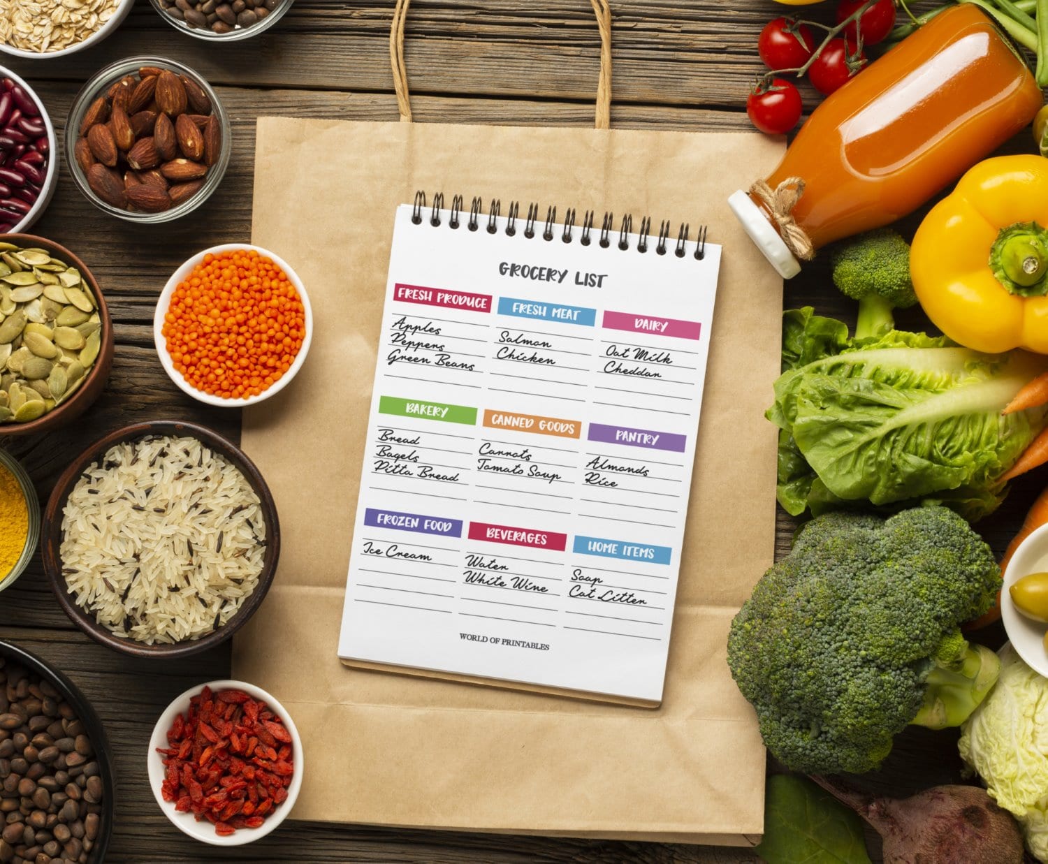 Free Printable Colorful Grocery List - World of Printables