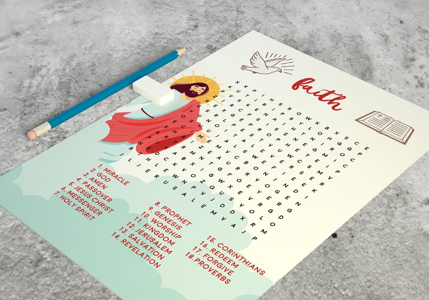 Free Printable Word Search Game - Faith - World of Printables