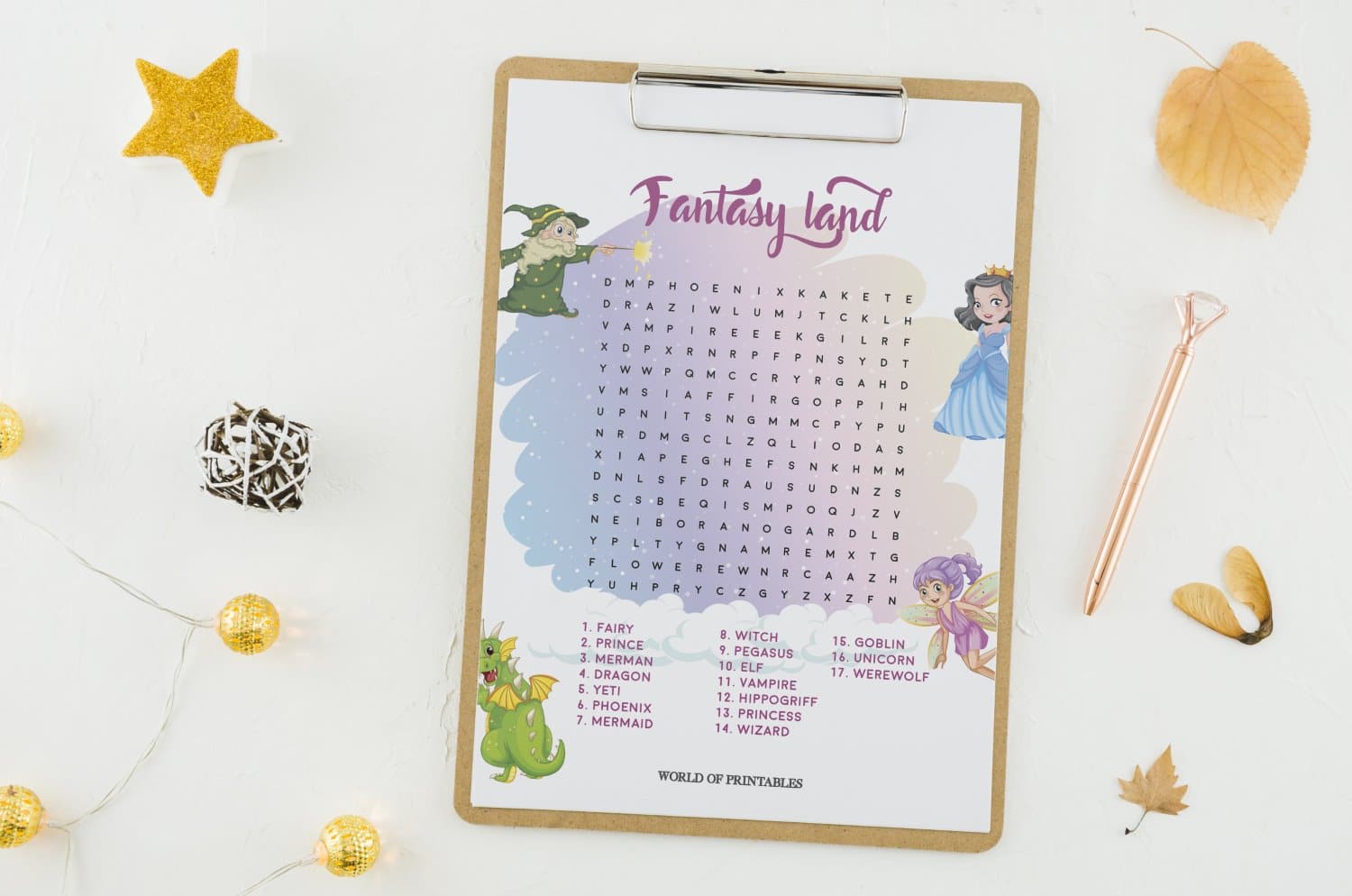 Free Printable Fantasy Word Search - World of Printables
