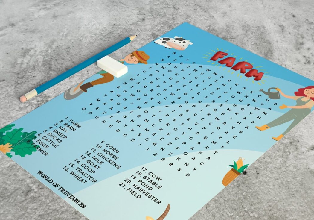 Free Printable Farm Word Search - World of Printables