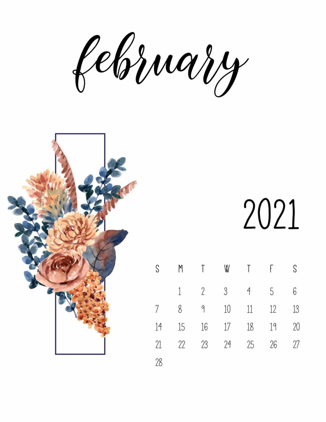 Floral 2021 Calendar Printable World Of Printables