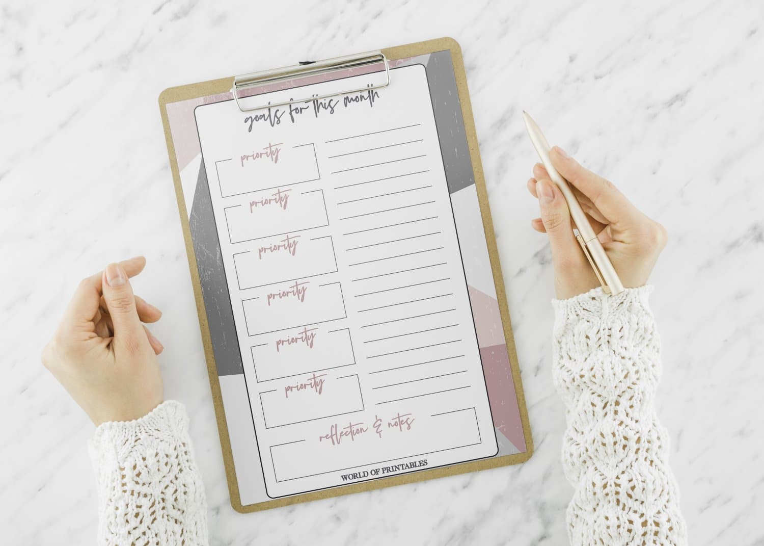 Free Printable Feminine Goals For This Month Tracker - World of Printables