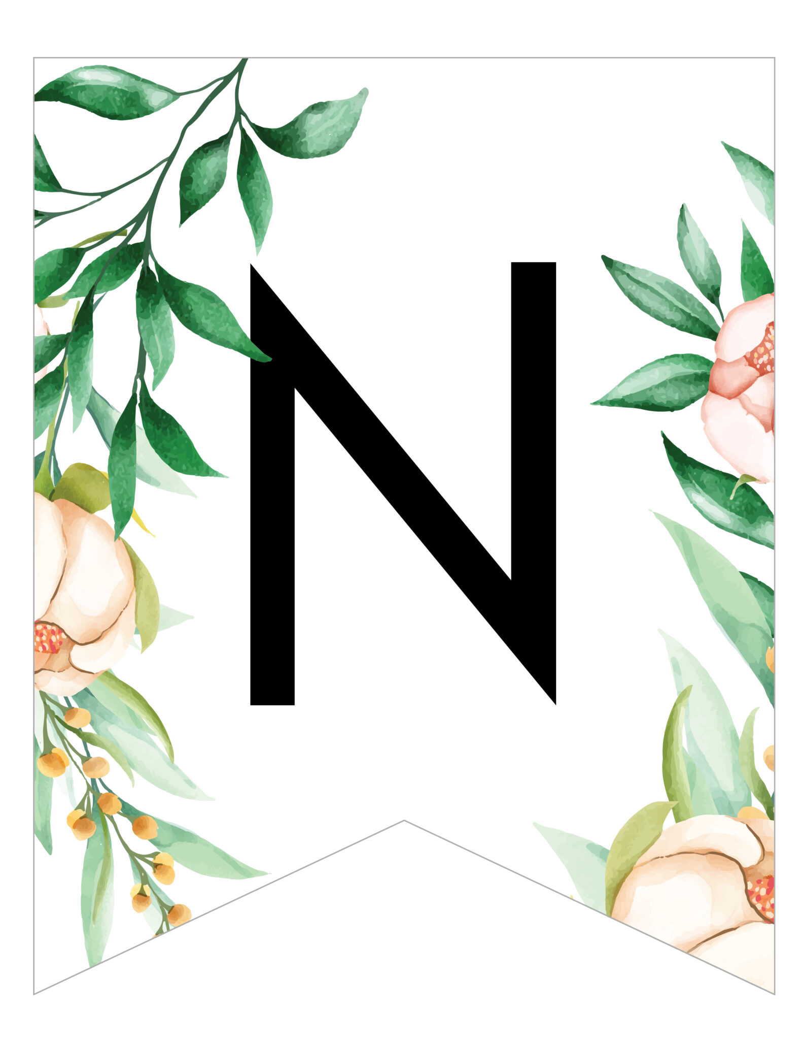 Free Printable Floral Botanical Banner - World of Printables