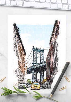 Free Printable Coloring Page - Brooklyn Bridge - World of Printables