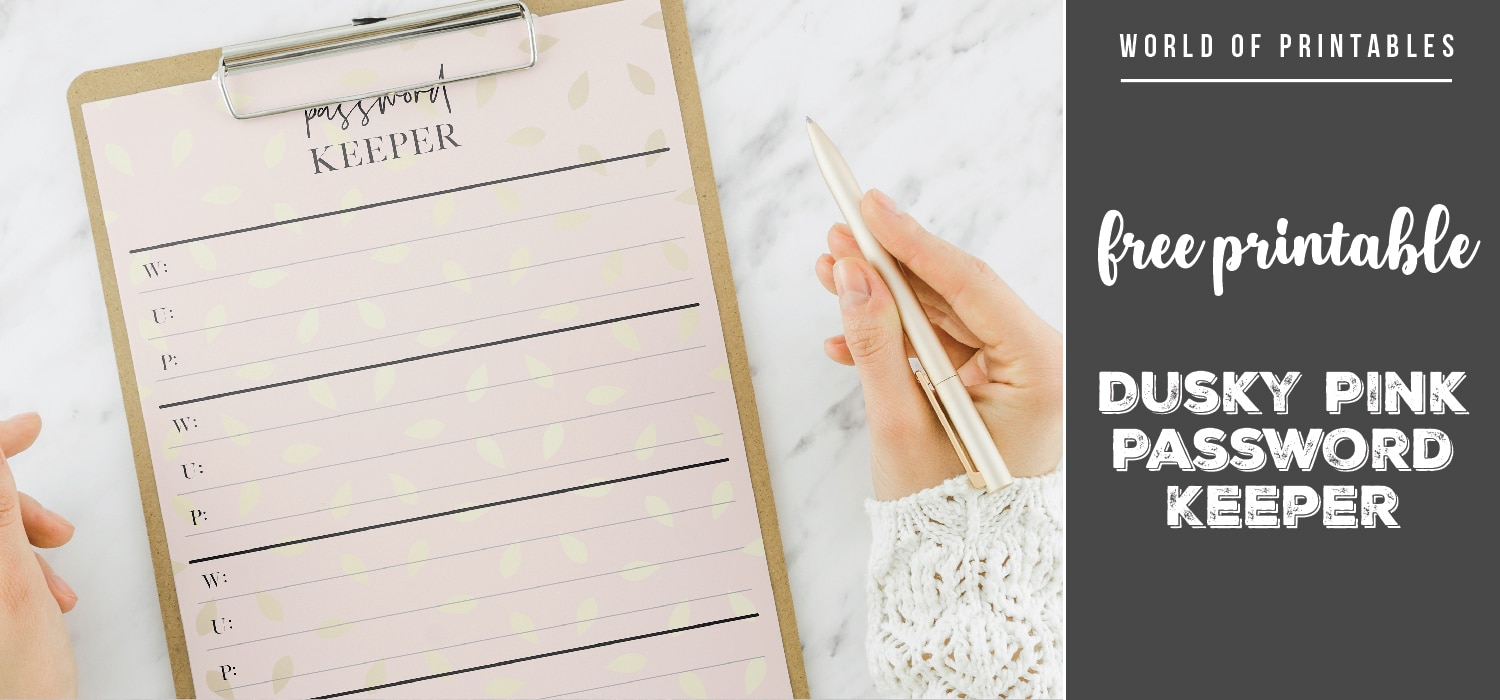 Free Printable Dusky Pink Password Keeper - World of Printables