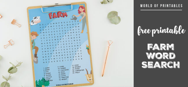 Free Printable Farm Word Search - World of Printables