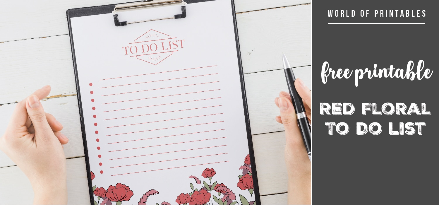 Free Printable Red Floral To-Do List - World of Printables