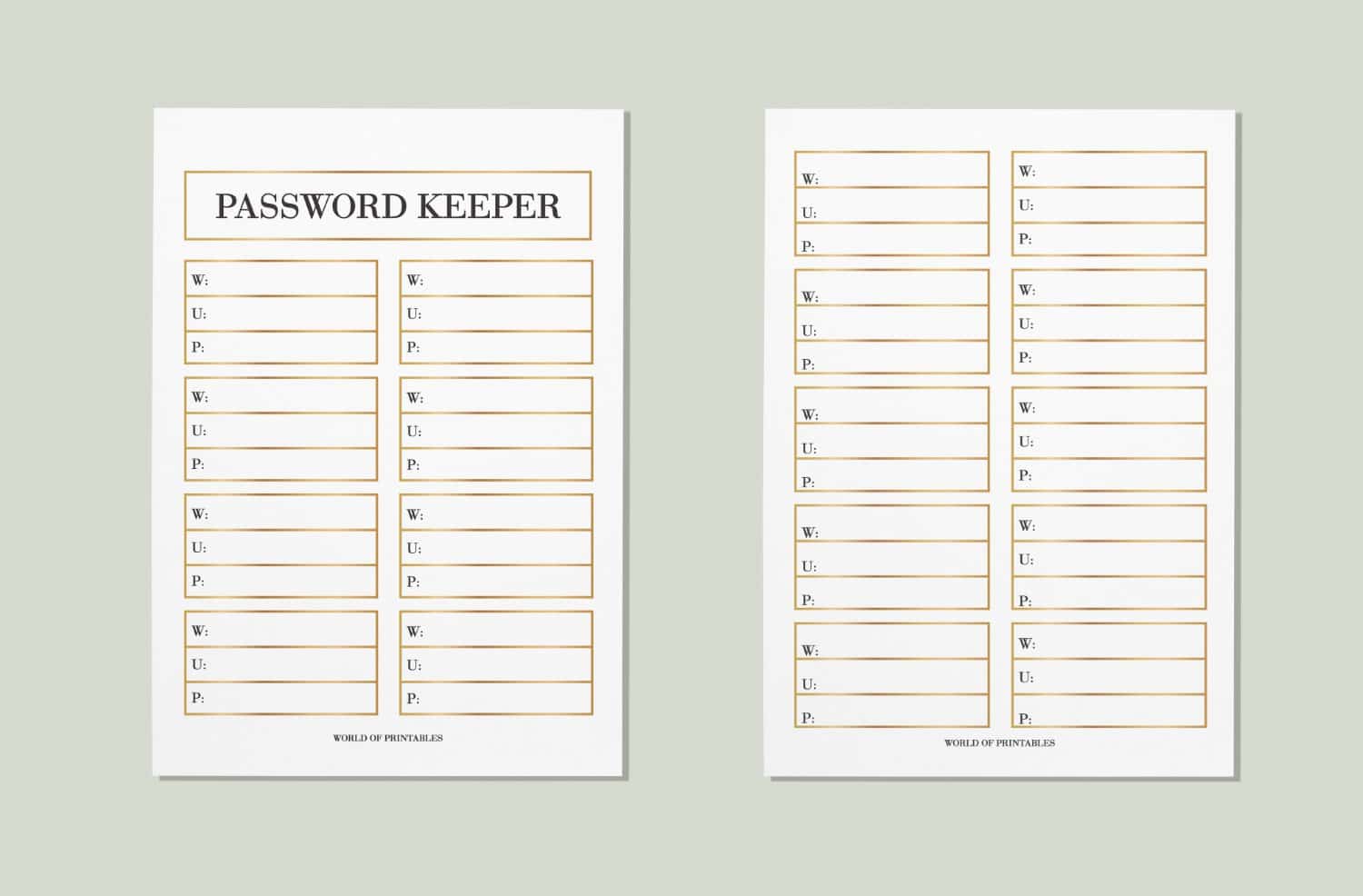Free Printable Gold Password Keeper - World of Printables