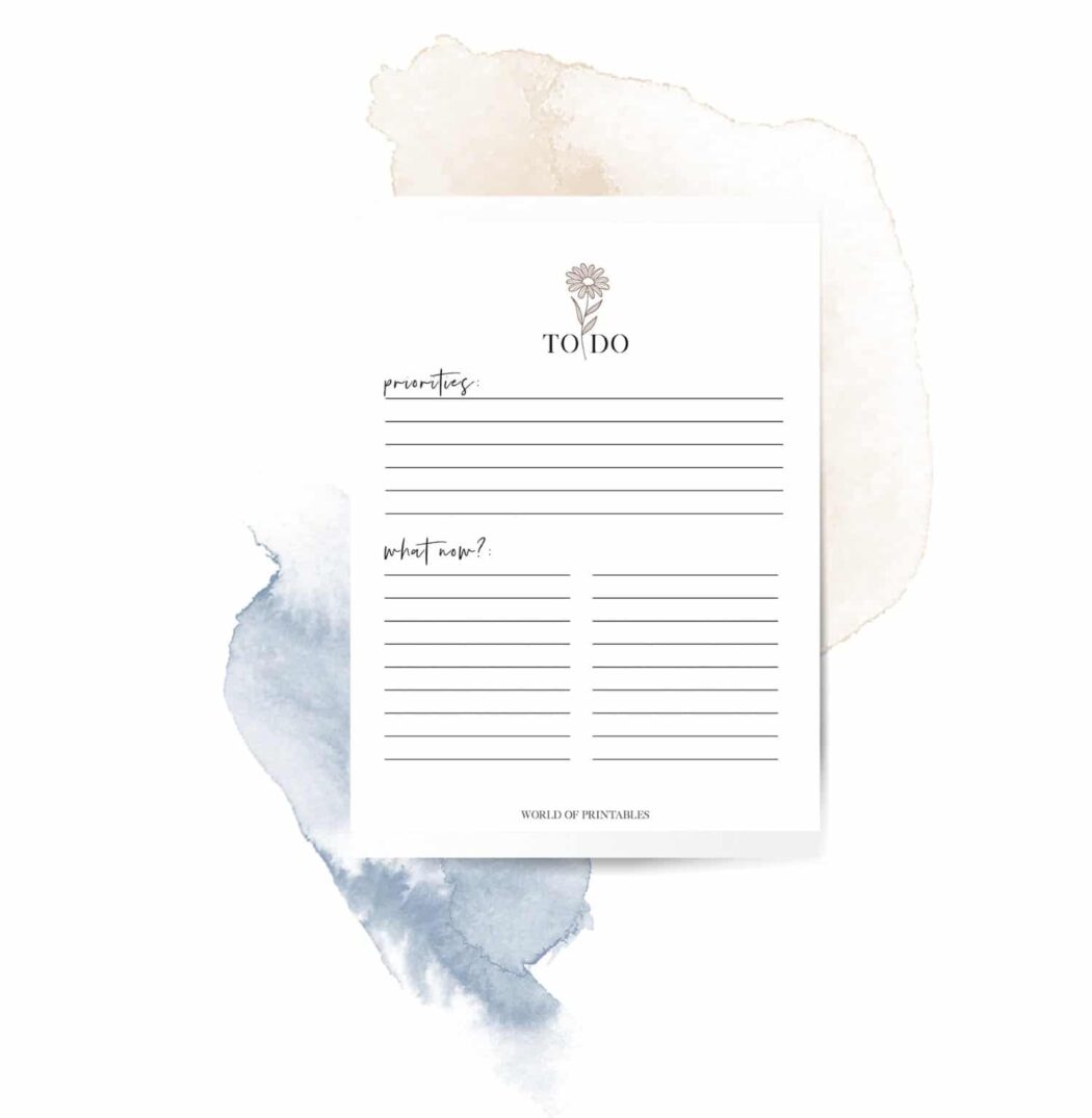 Free Printable Minimal Flower To Do List - World of Printables