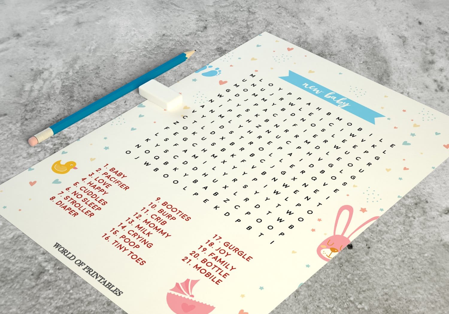Free Printable New Baby Word Search - World of Printables