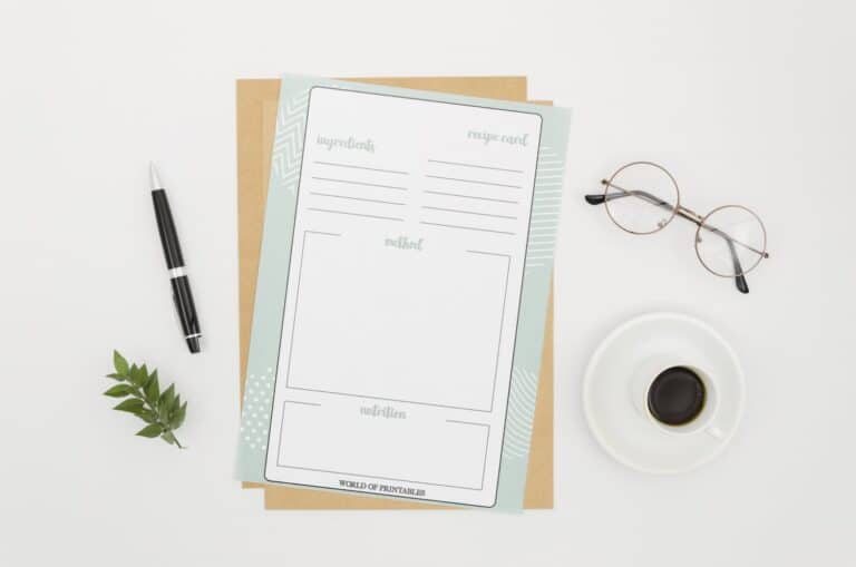 Free Printable Pastel Blue Recipe Card - World of Printables