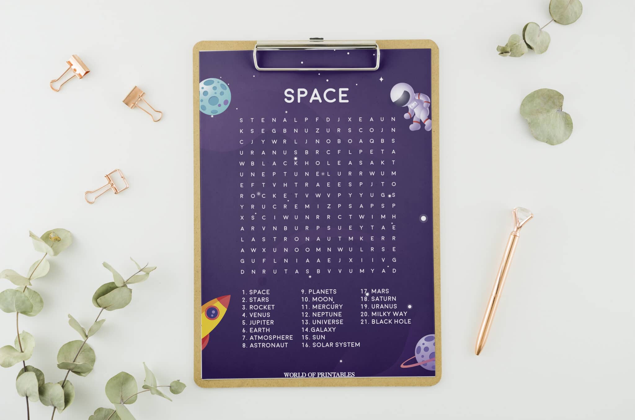 Free Printable Space Word Search - World of Printables