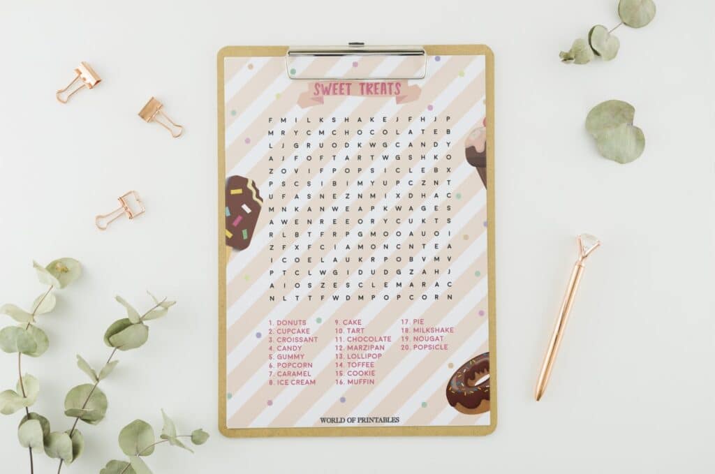 Free Printable Sweet Treats Word Search - World of Printables