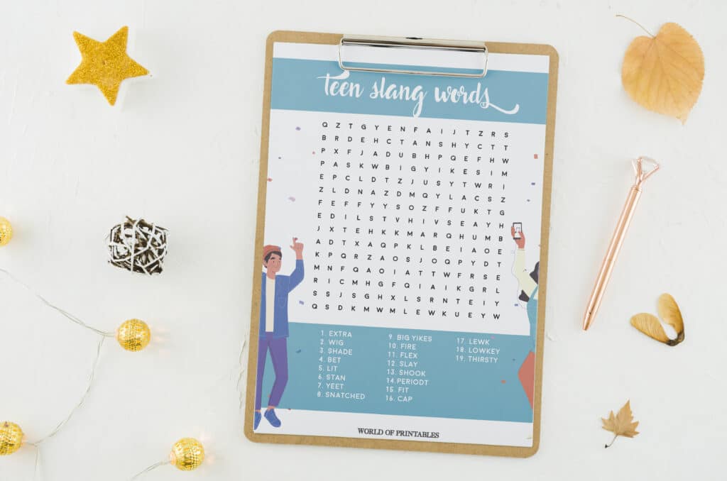 Free Printable Teen Slang Word Search - World of Printables
