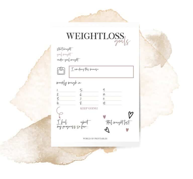 Free Printable Weight loss Goal Tracker - World of Printables