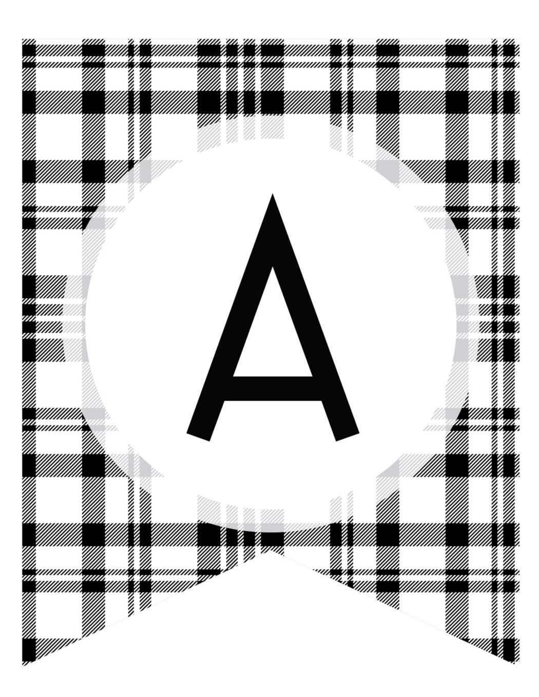 Free Printable White And Black Plaid Banner Letters - World of Printables