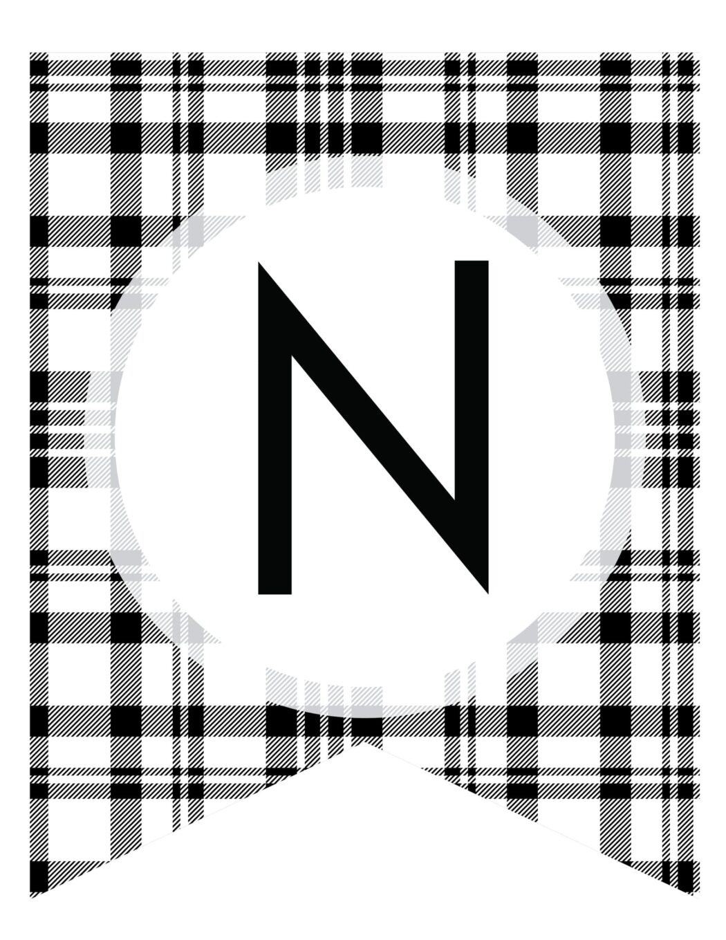 Free Printable White And Black Plaid Banner Letters - World of Printables