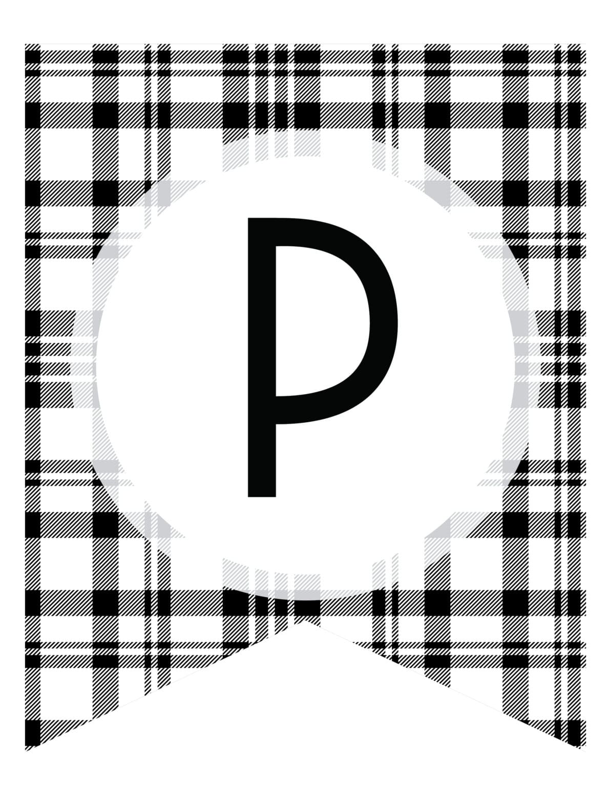 Free Printable White And Black Plaid Banner Letters - World of Printables