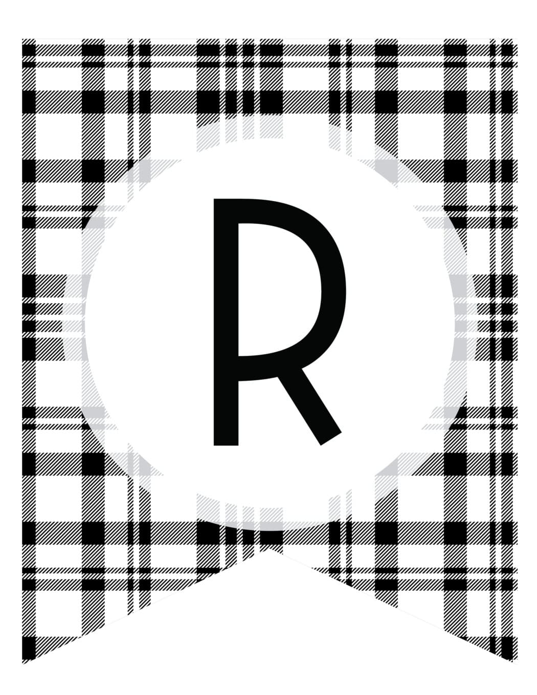 Free Printable White And Black Plaid Banner Letters - World of Printables
