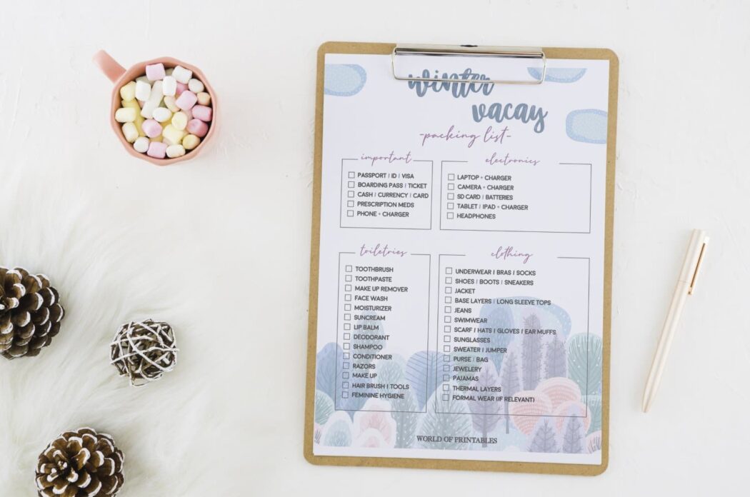 Free Printable Winter Vacation Packing List - World of Printables