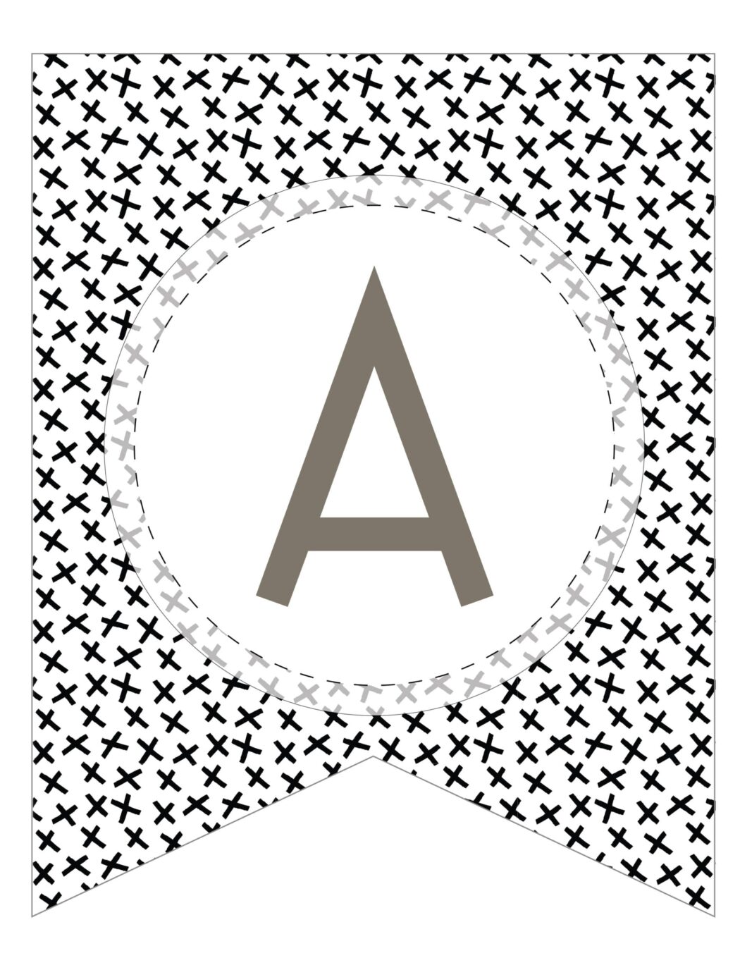 Free Printable Black And White Pattern Banner Letters Template