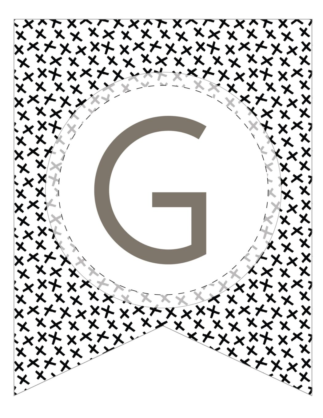 Free Printable Black And White Pattern Banner Letters Template