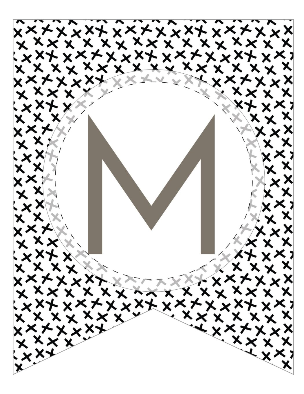 Free Printable Black And White Pattern Banner Letters Template