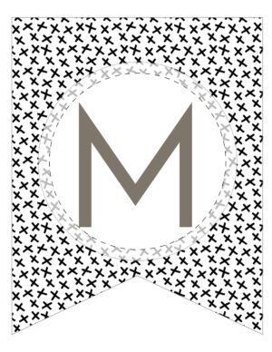Free Printable Black And White Pattern Banner Letters Template