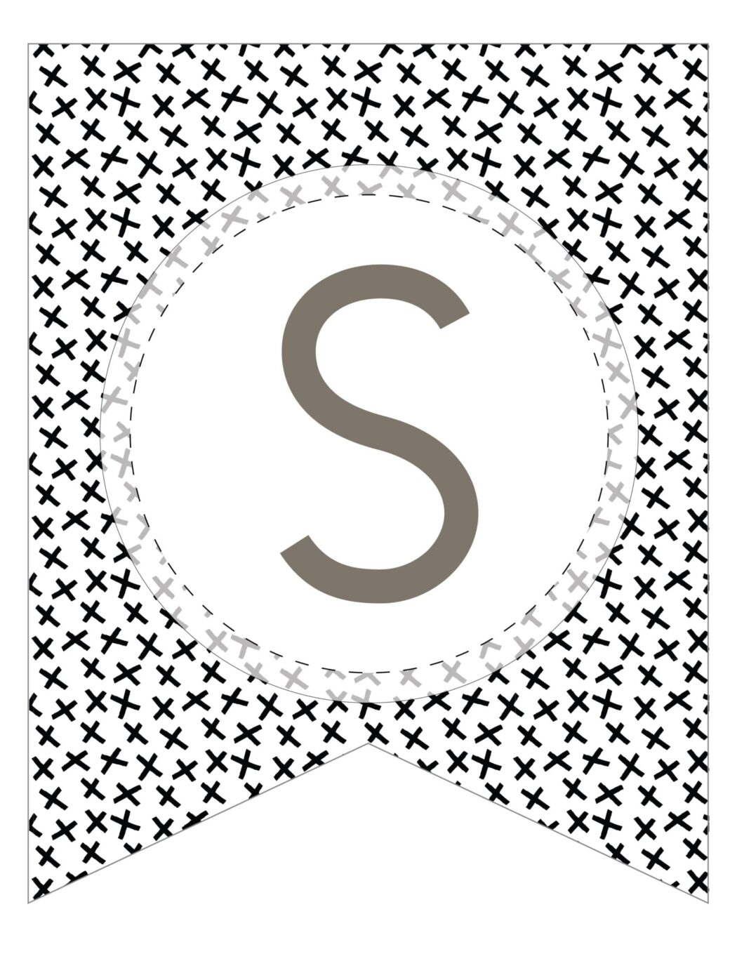 Free Printable Black And White Pattern Banner Letters Template