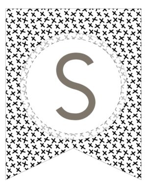 Free Printable Black And White Pattern Banner Letters Template