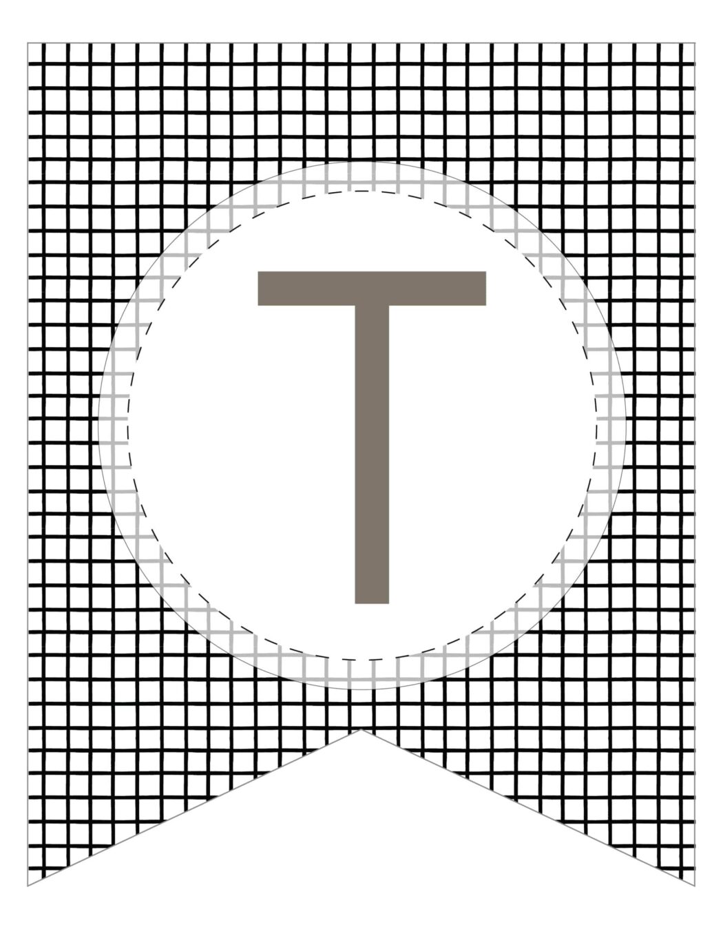 Free Printable Black And White Pattern Banner Letters Template