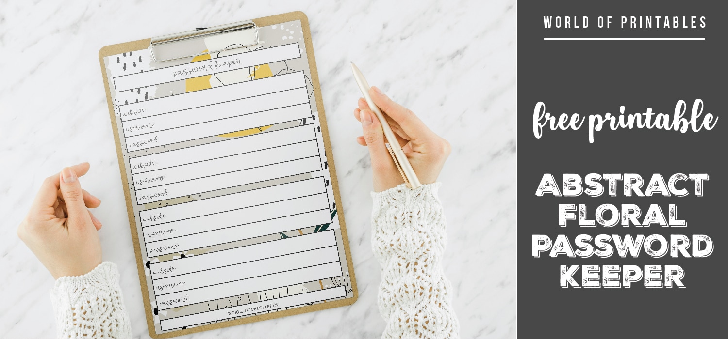 Free Printable Abstract Floral Password Keeper - World of Printables