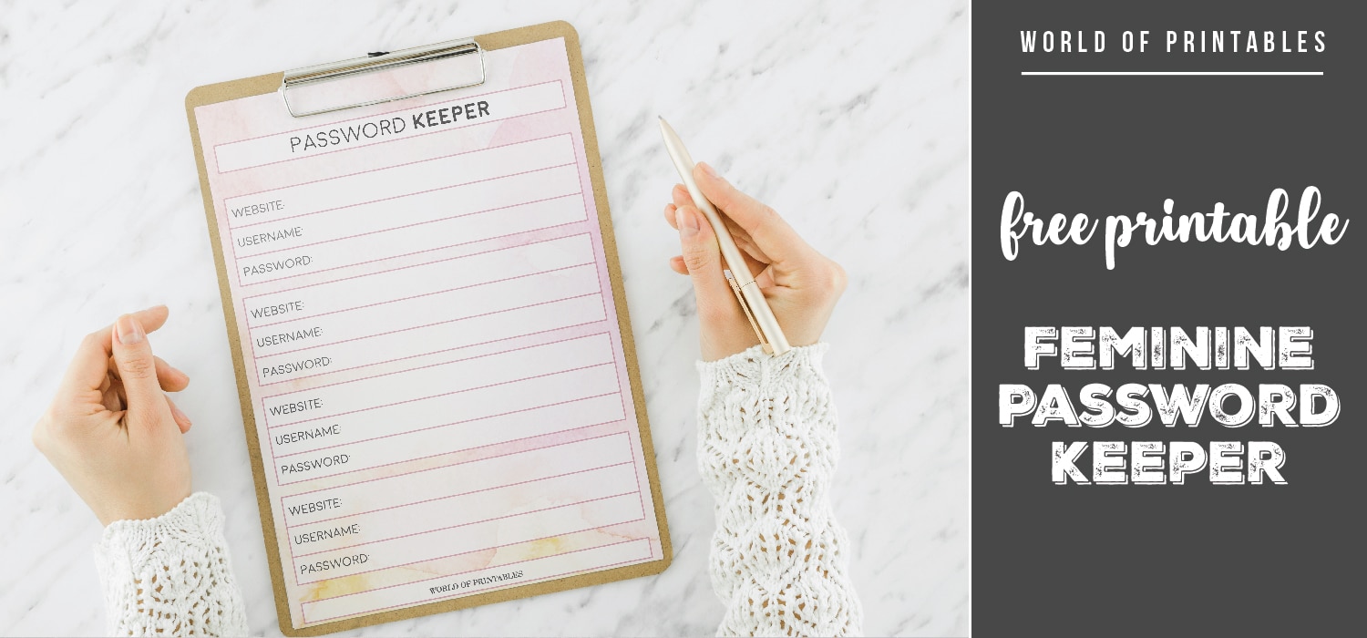 Free Printable Feminine Password Keeper - World of Printables