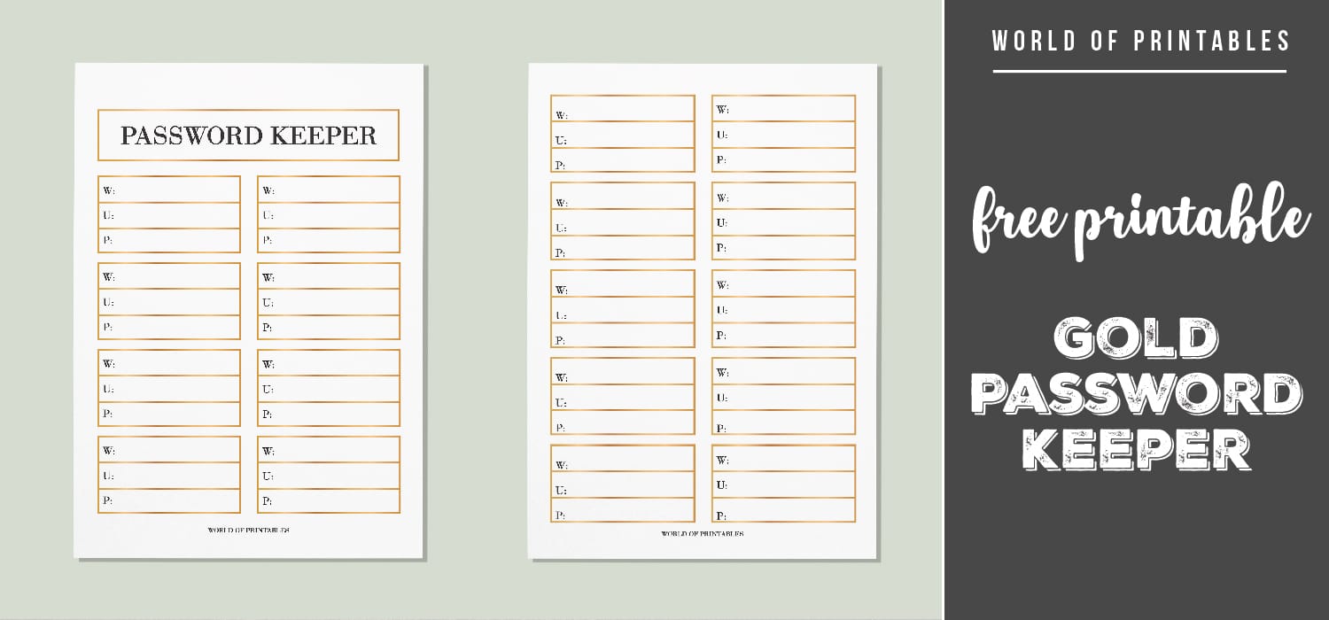 Free Printable Gold Password Keeper - World of Printables