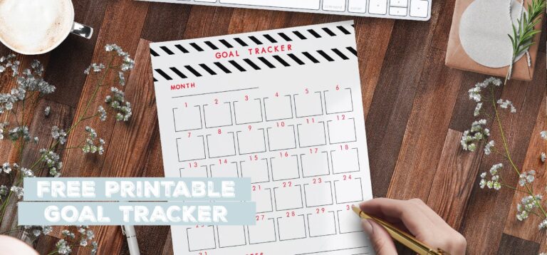 Free Printable Goal Tracker In Bold Stripe Theme - World of Printables