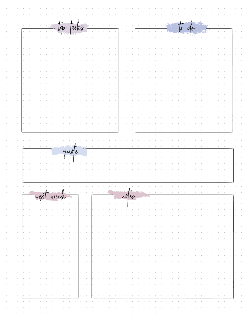 Free Bullet Journal Weekly Planner Insert On Two Pages
