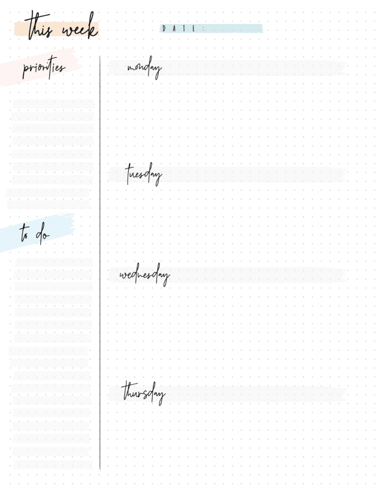 Free Bullet Journal Weekly Planner Printable - BuJo Ideas & Printables