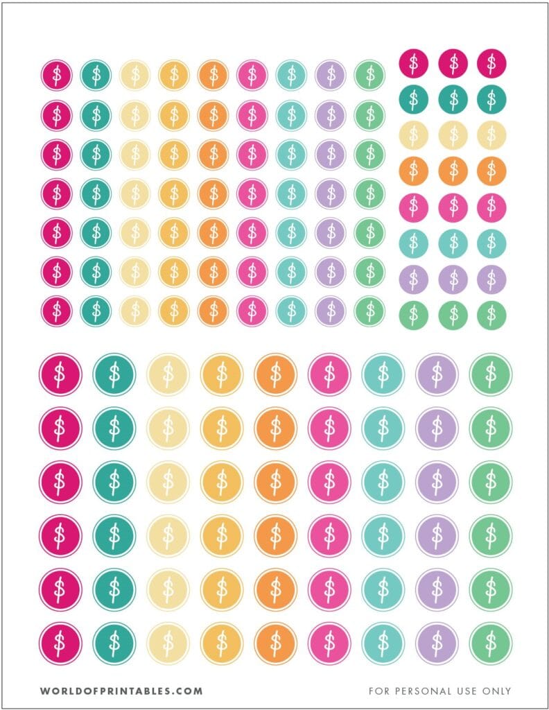 Free Printable Dollar Sign Planner Stickers - World of Printables