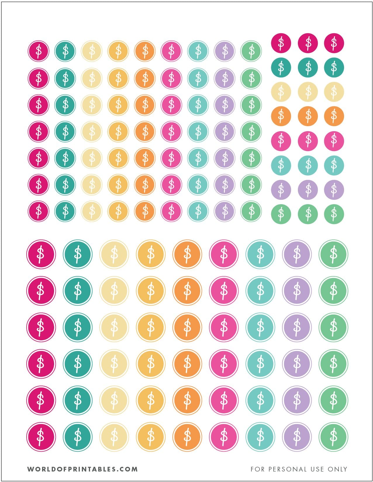 Free Printable Dollar Sign Planner Stickers - World of Printables