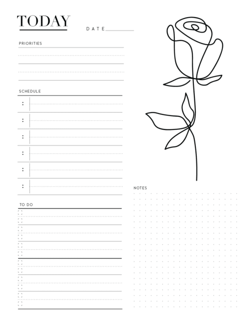 Free Elegant Day Planner Insert On One Page In Two Styles